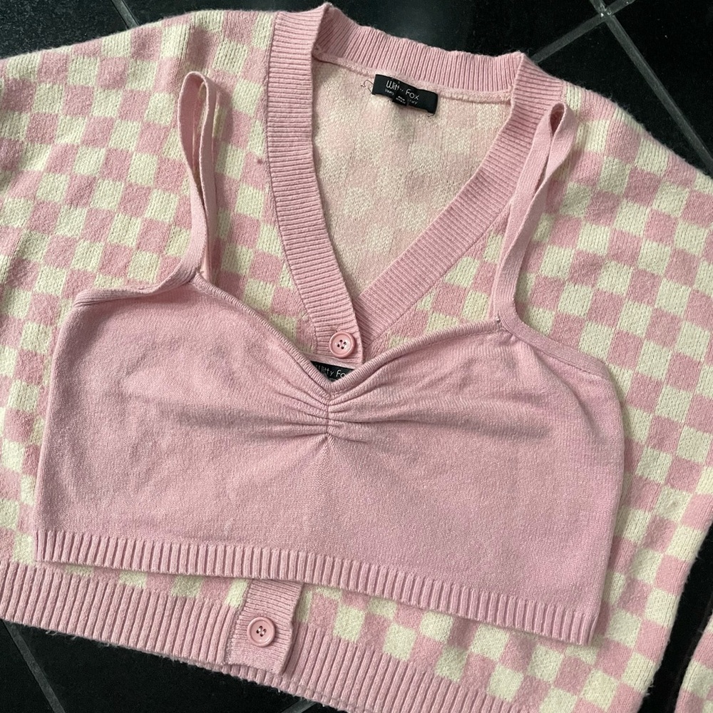 Witty Fox Pastel Pink Checkered Matching Button Up Ca… - Gem